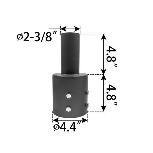 Vertical Tenon Reducer, fits: 3.4" round pole, reduces to 2-3/8th ...